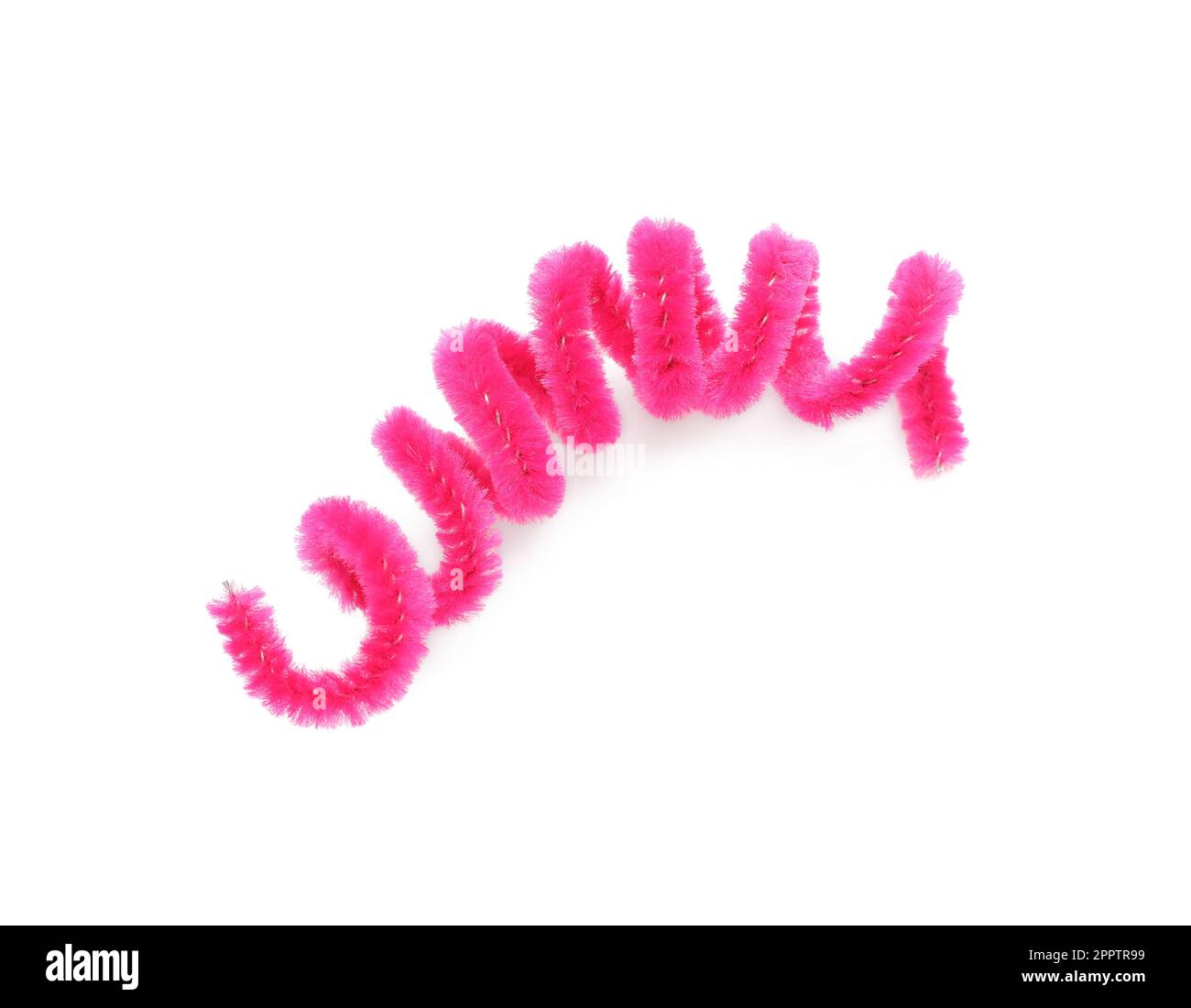 Pink fluffy wire isolated on white, top view Stock Photo - Alamy