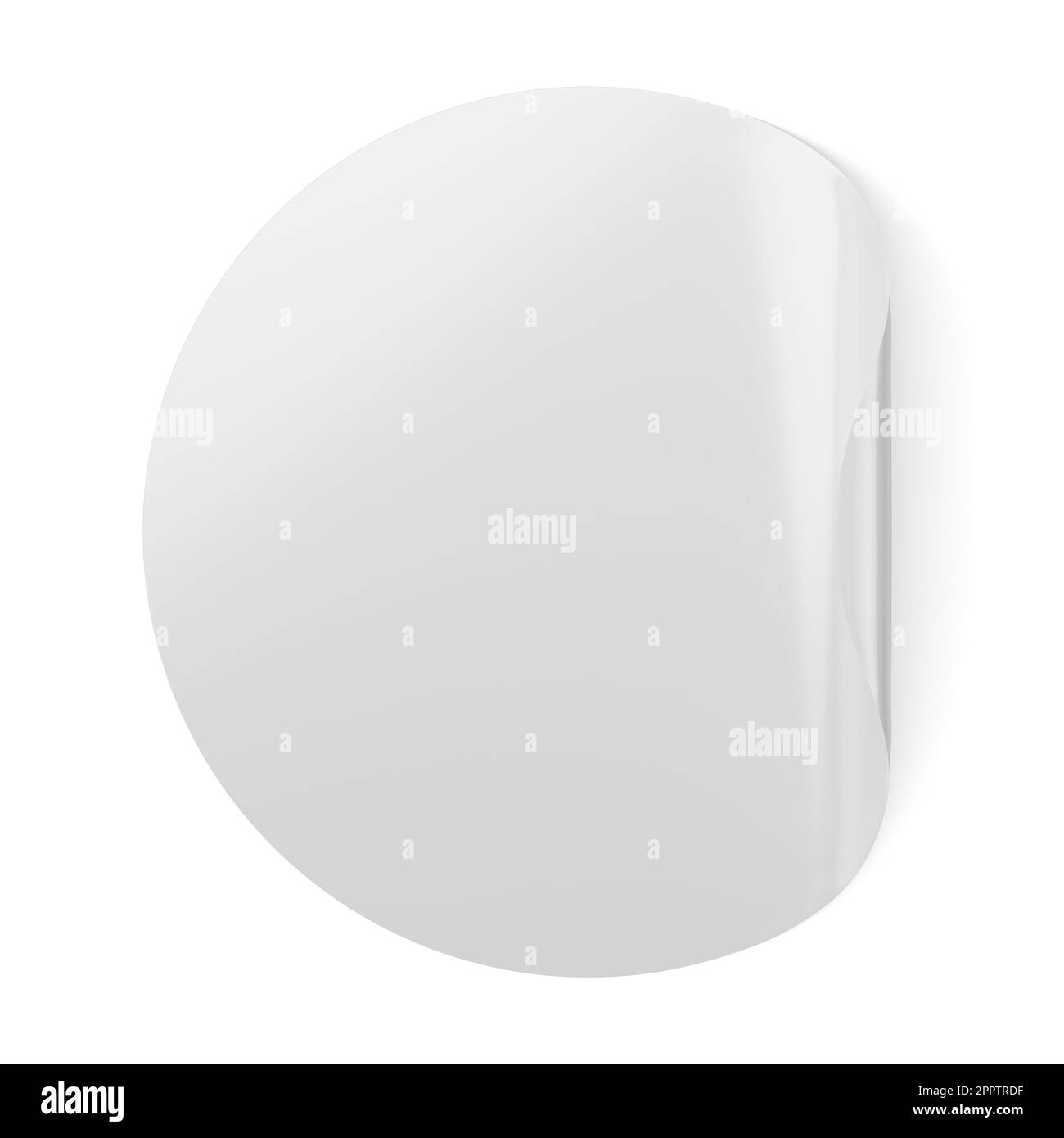 Blank white round adhesive sticker mock up with curved corner. 3D ...