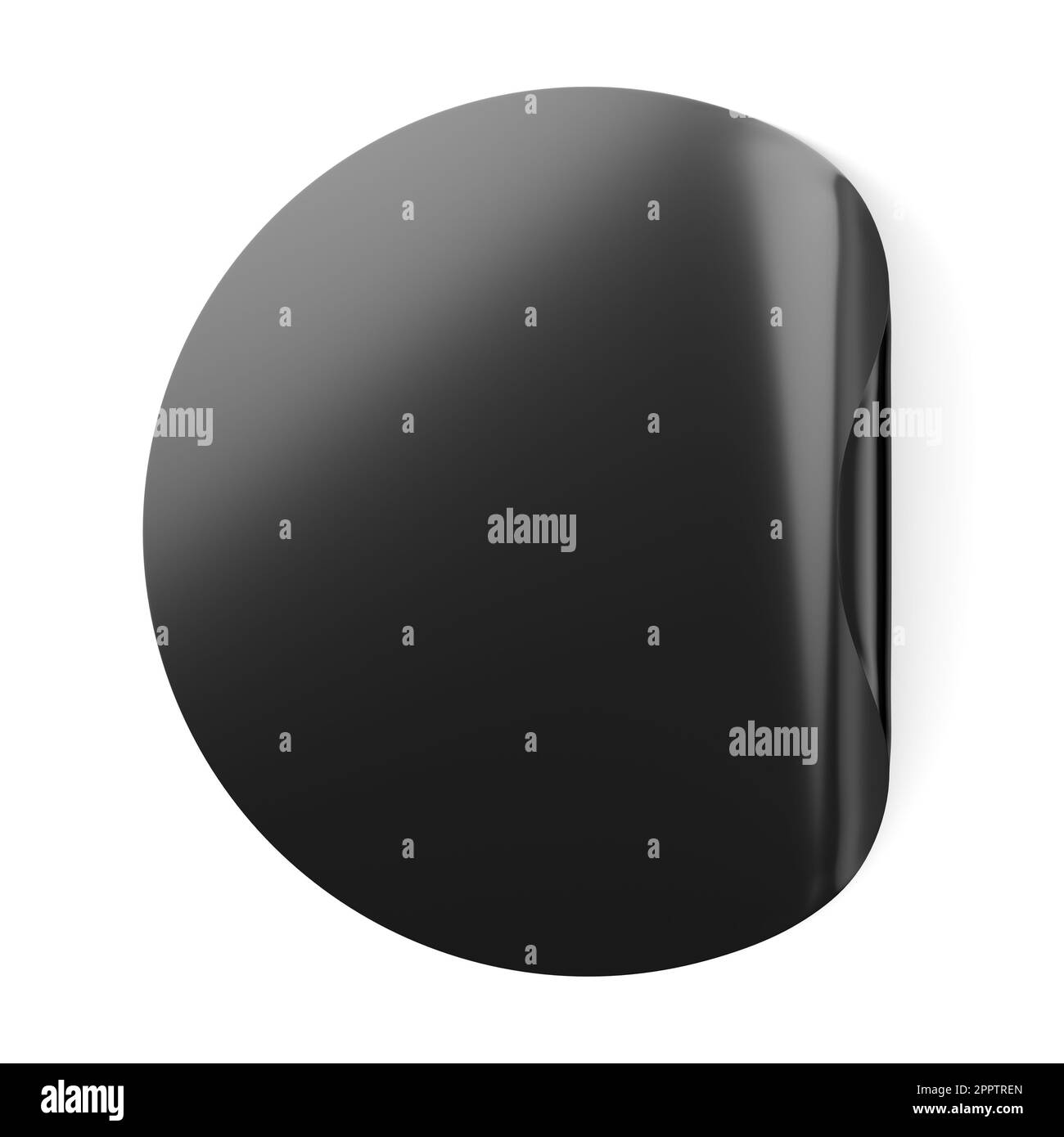 Blank black round adhesive sticker mock up with curved corner. 3D ...