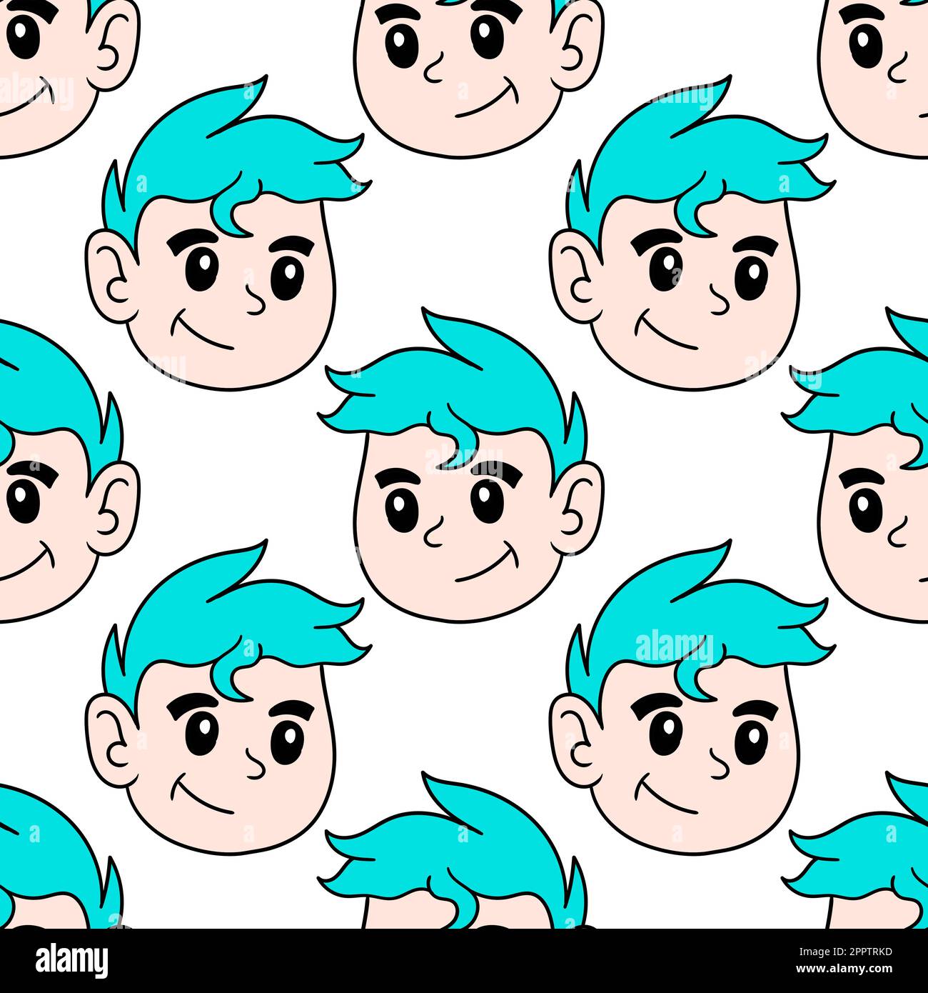 cute cool handsome boy seamless pattern textile print. repeat pattern ...