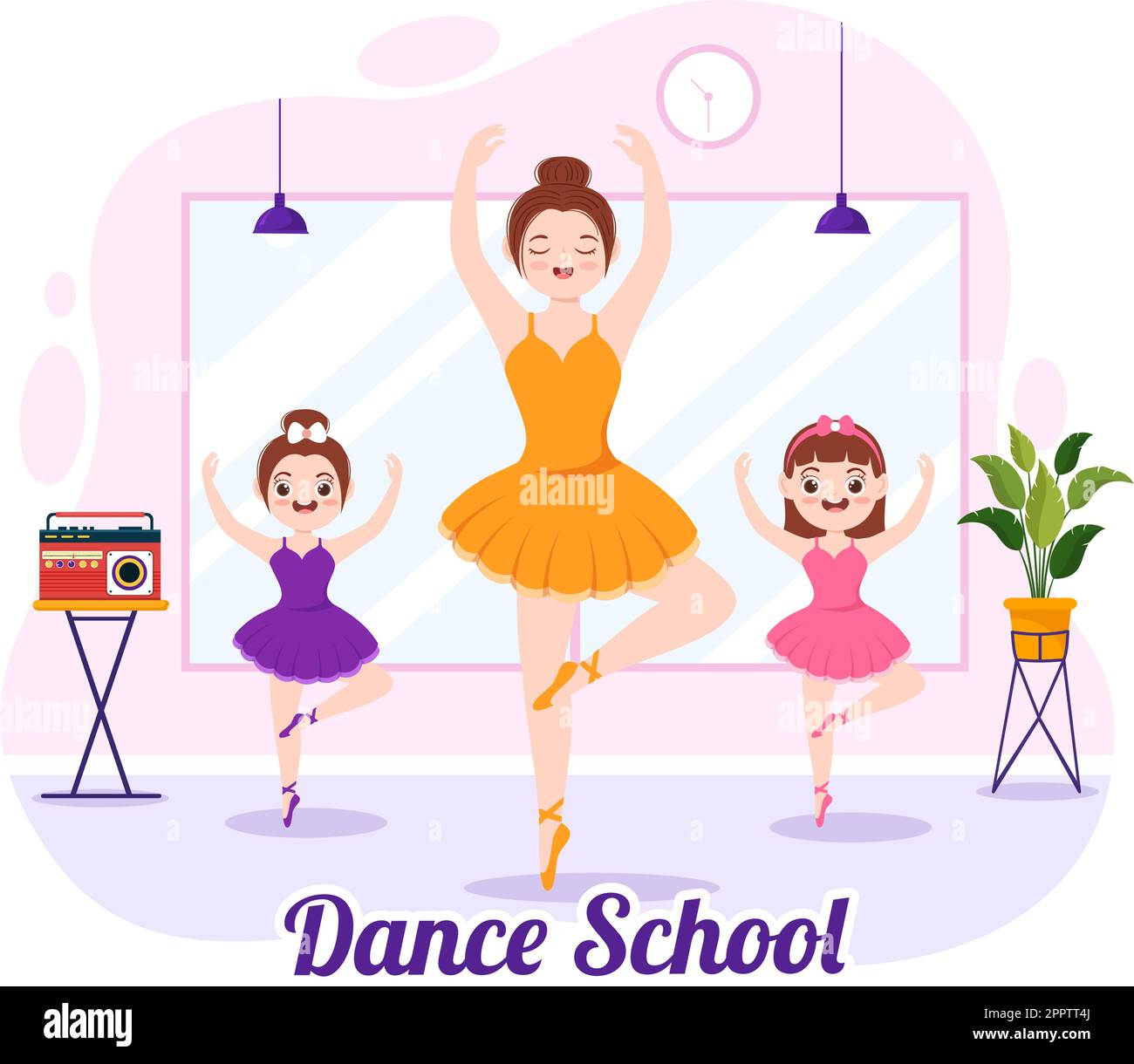 Dance School Illustration of Kids Dancing or Choreography with Music ...