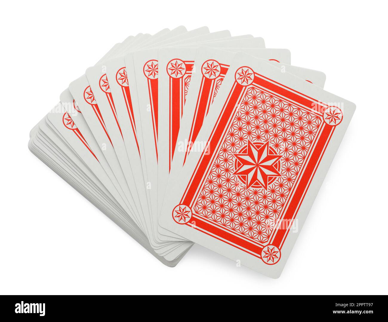 Deck of playing cards isolated on white, top view. Poker game Stock ...