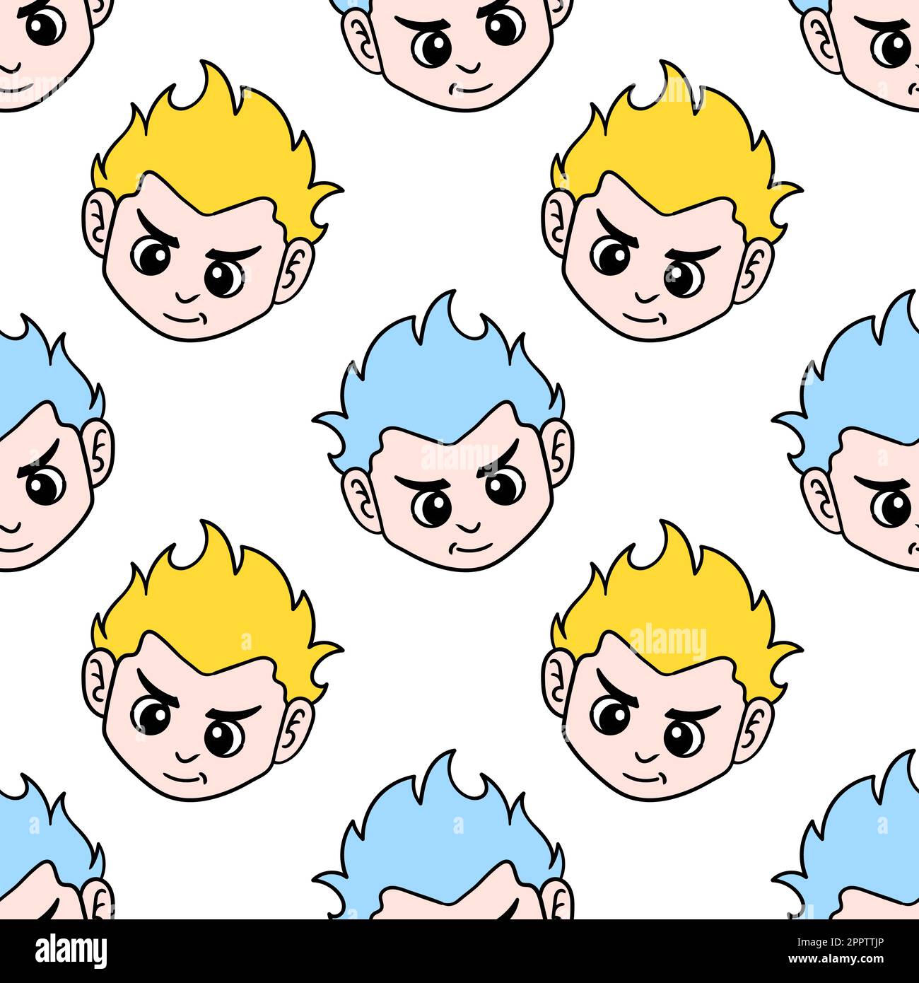 angry mad face boy seamless pattern textile print. repeat pattern ...