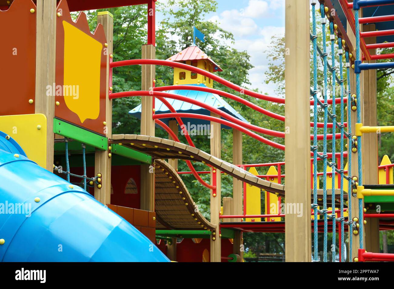 New colorful castle playhouse with climbing frame on children's ...