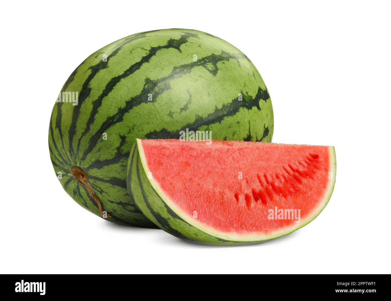 Ripe whole and cut watermelons isolated on white Stock Photo - Alamy