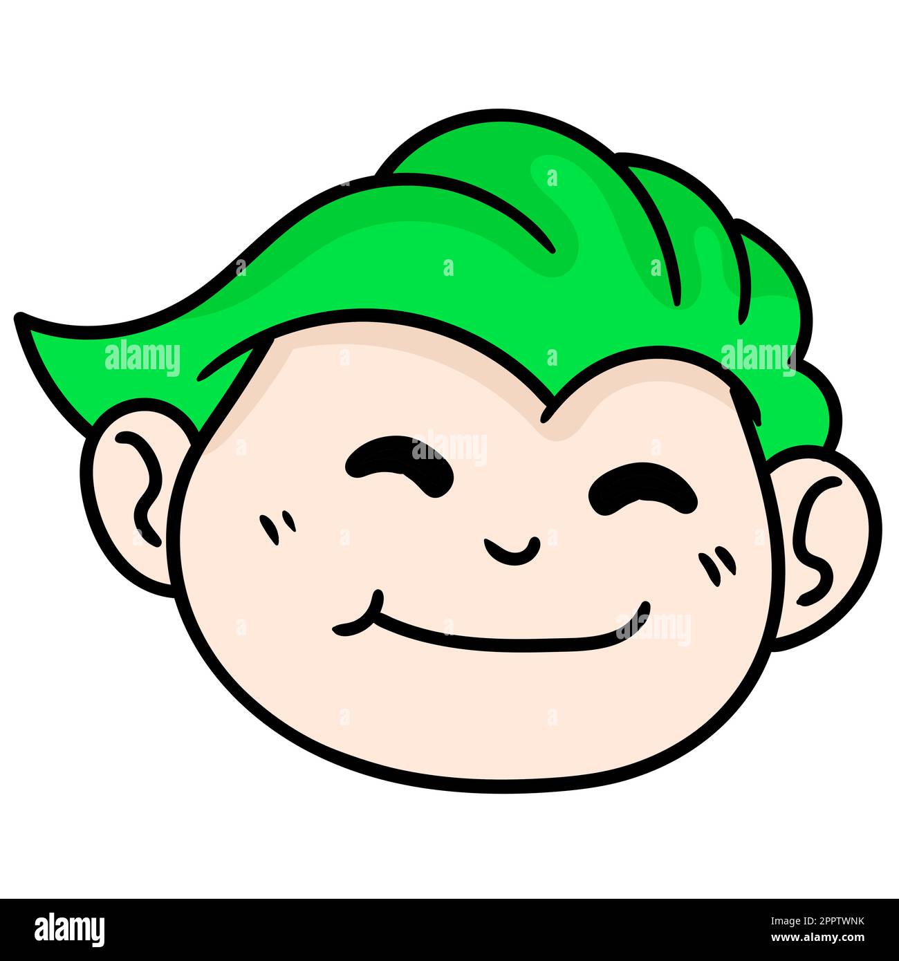 emoticon of a boy head with a friendly face with a happy smile, doodle ...