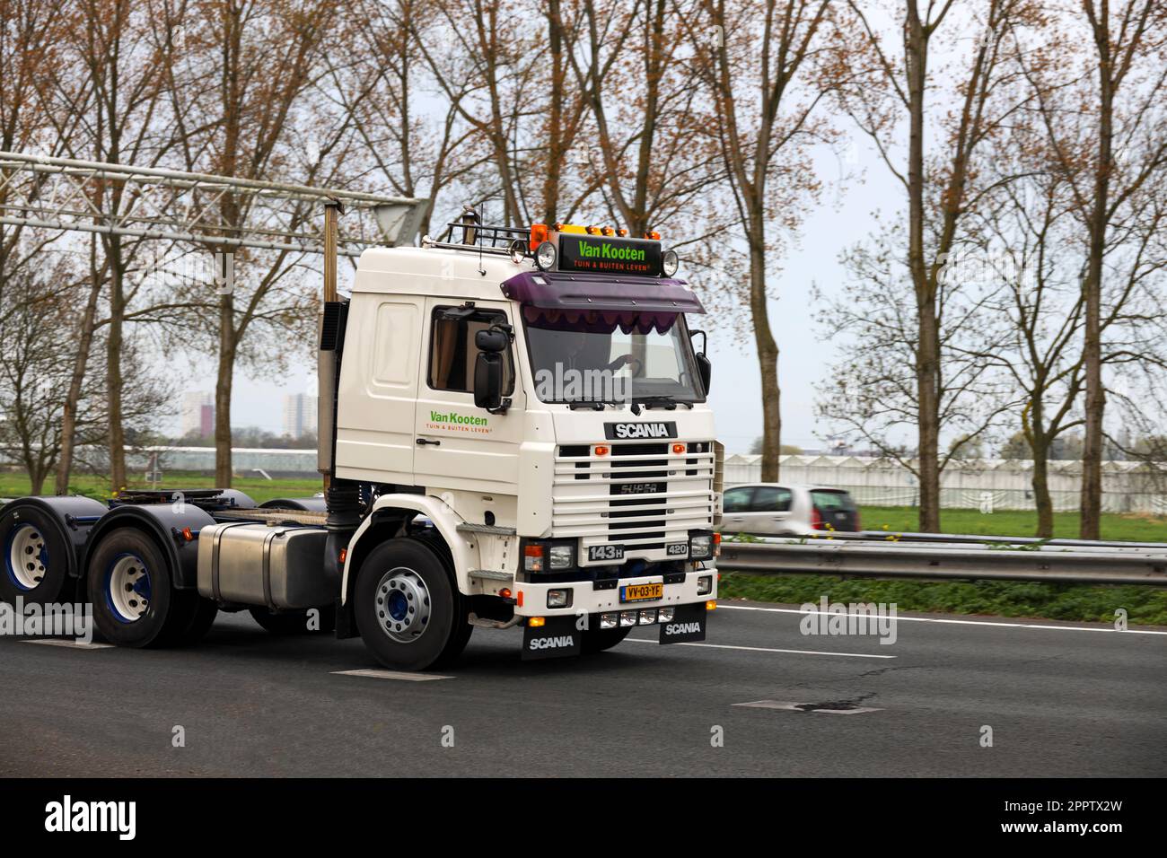 Retro trucks participate in a Retro Truck Tour through South Holland in ...