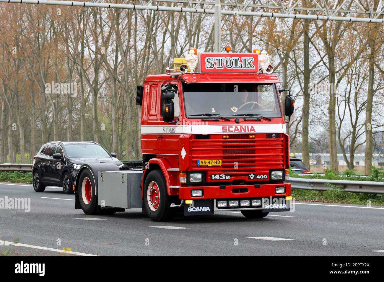 Retro trucks participate in a Retro Truck Tour through South Holland in ...