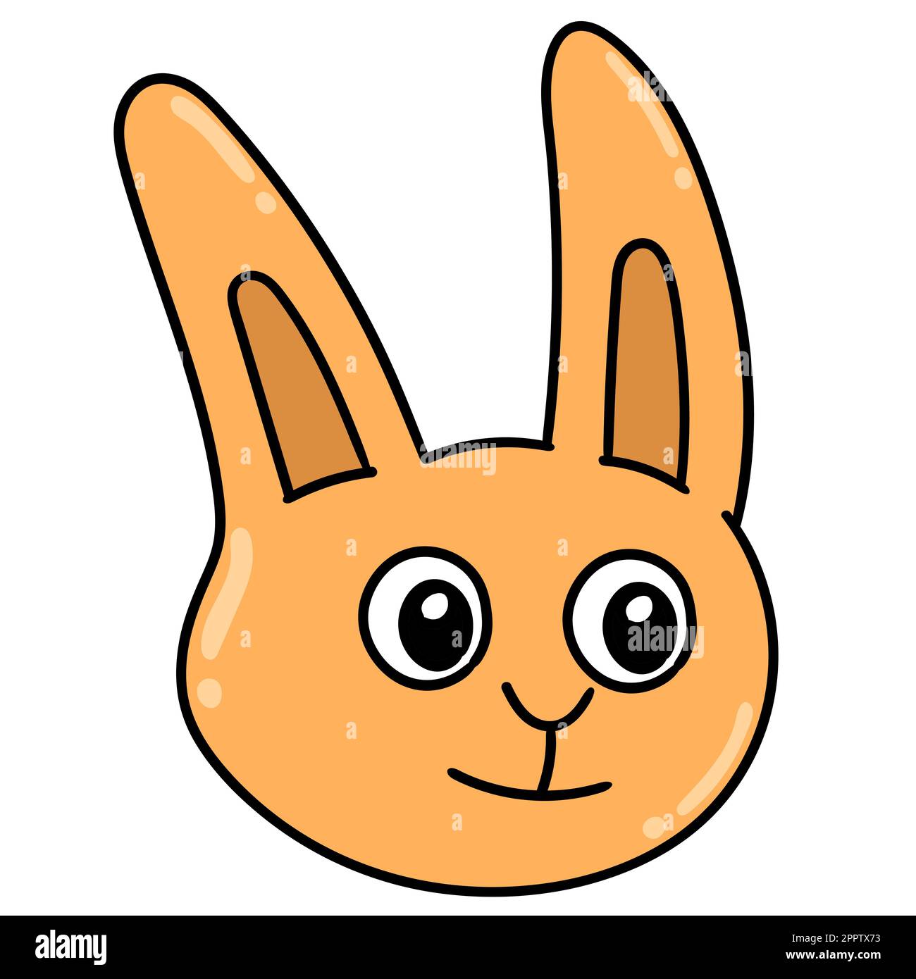 orange rabbit head smiling happily, doodle icon image kawaii Stock ...