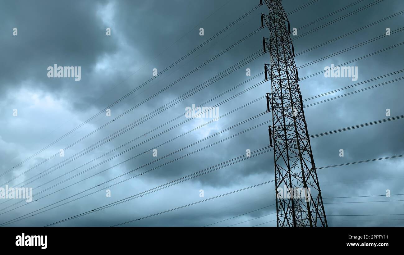 Transmission electricity steel pylon tower Stock Photo - Alamy