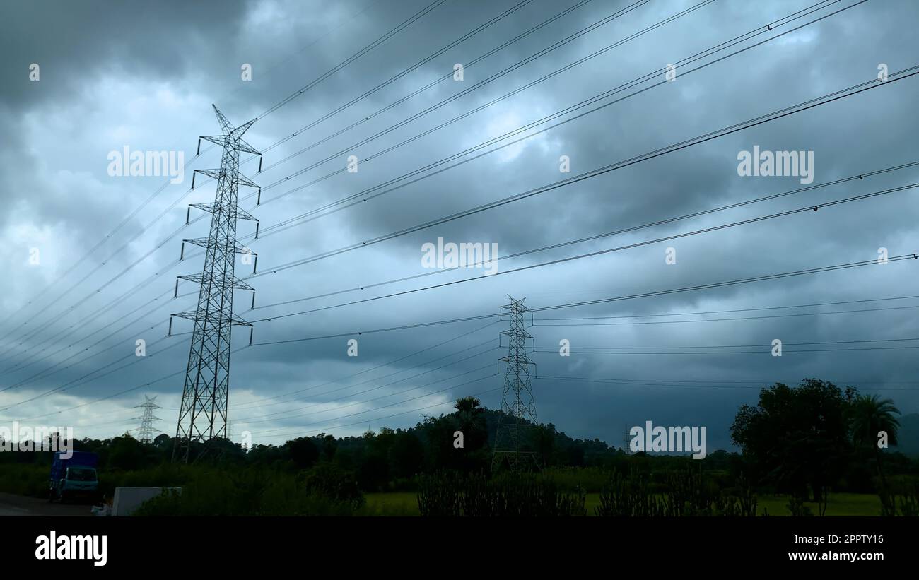 Transmission electricity steel pylon tower Stock Photo - Alamy