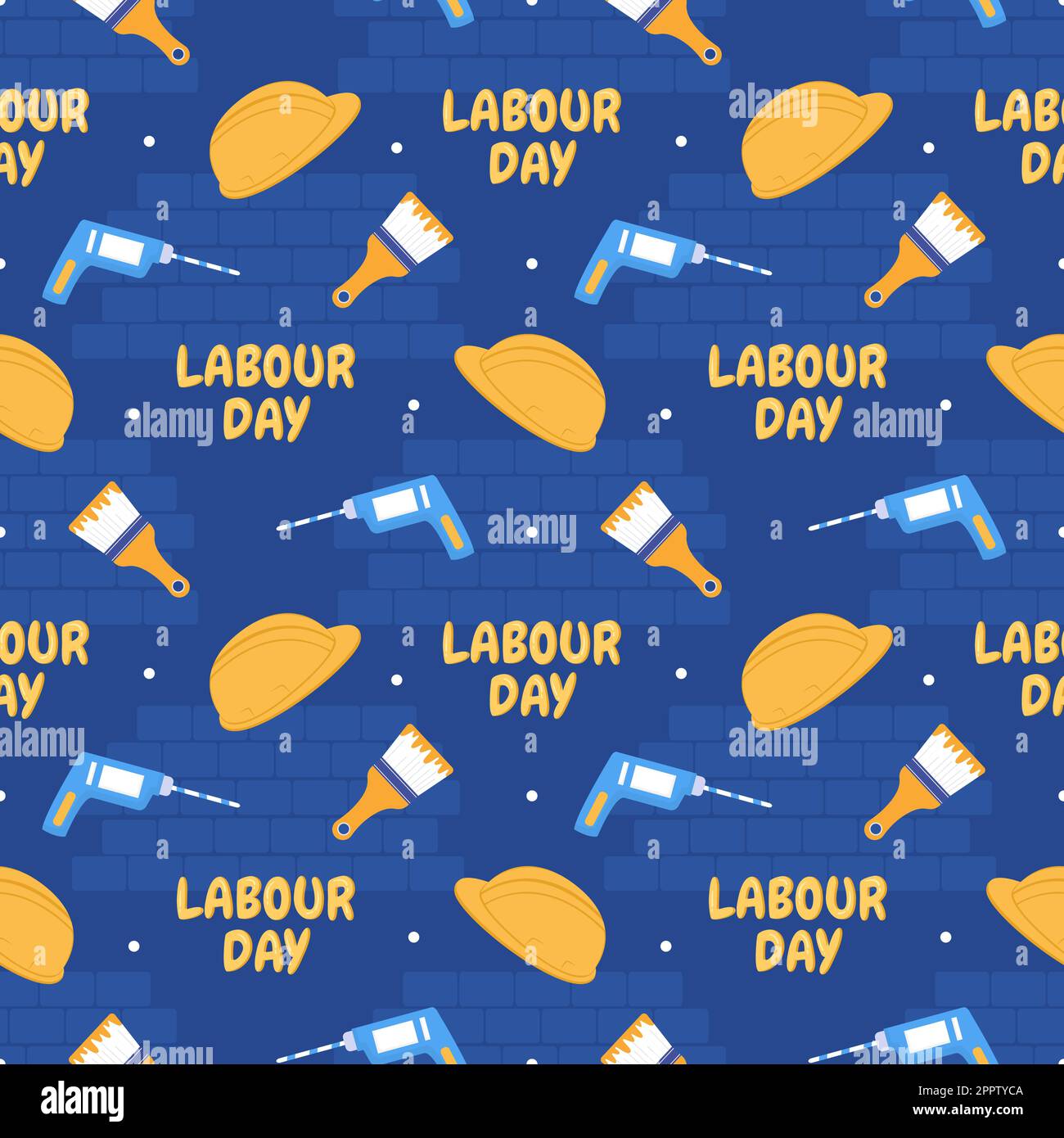 Happy Labor Day Seamless Pattern Design Illustration with Different ...