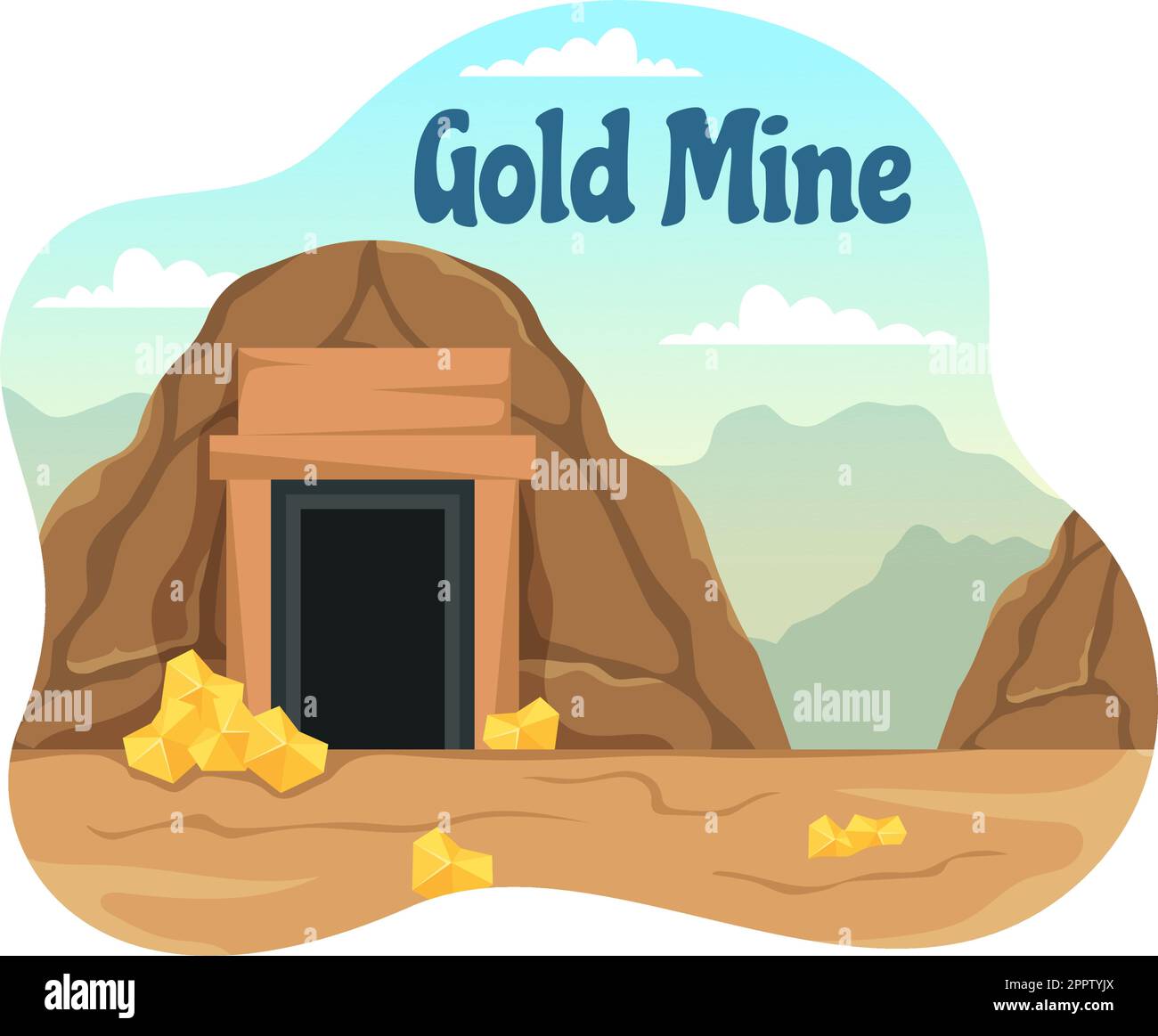 Gold Mine Illustration with Mining Industry Activity for Treasure, Pile ...