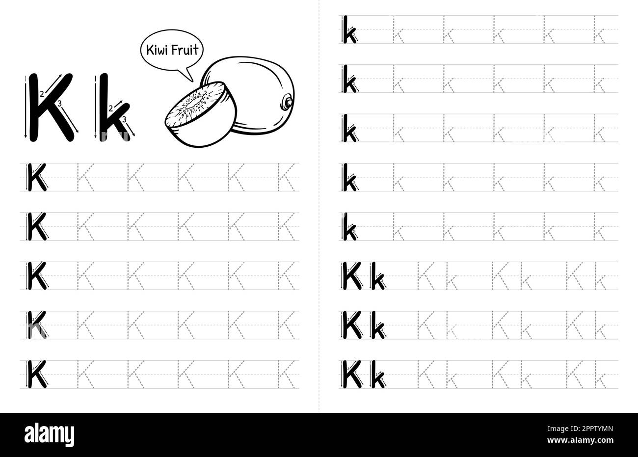 ABC Alphabets Tracing Book Interior For Kids. Children Writing Worksheet With Picture. Premium ...