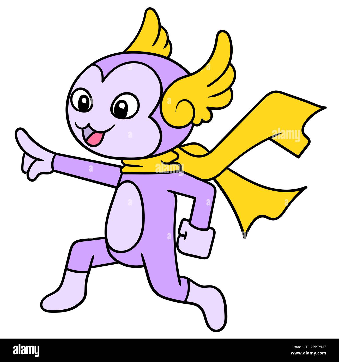 superhero the flash is super fast with funny face, doodle icon image ...