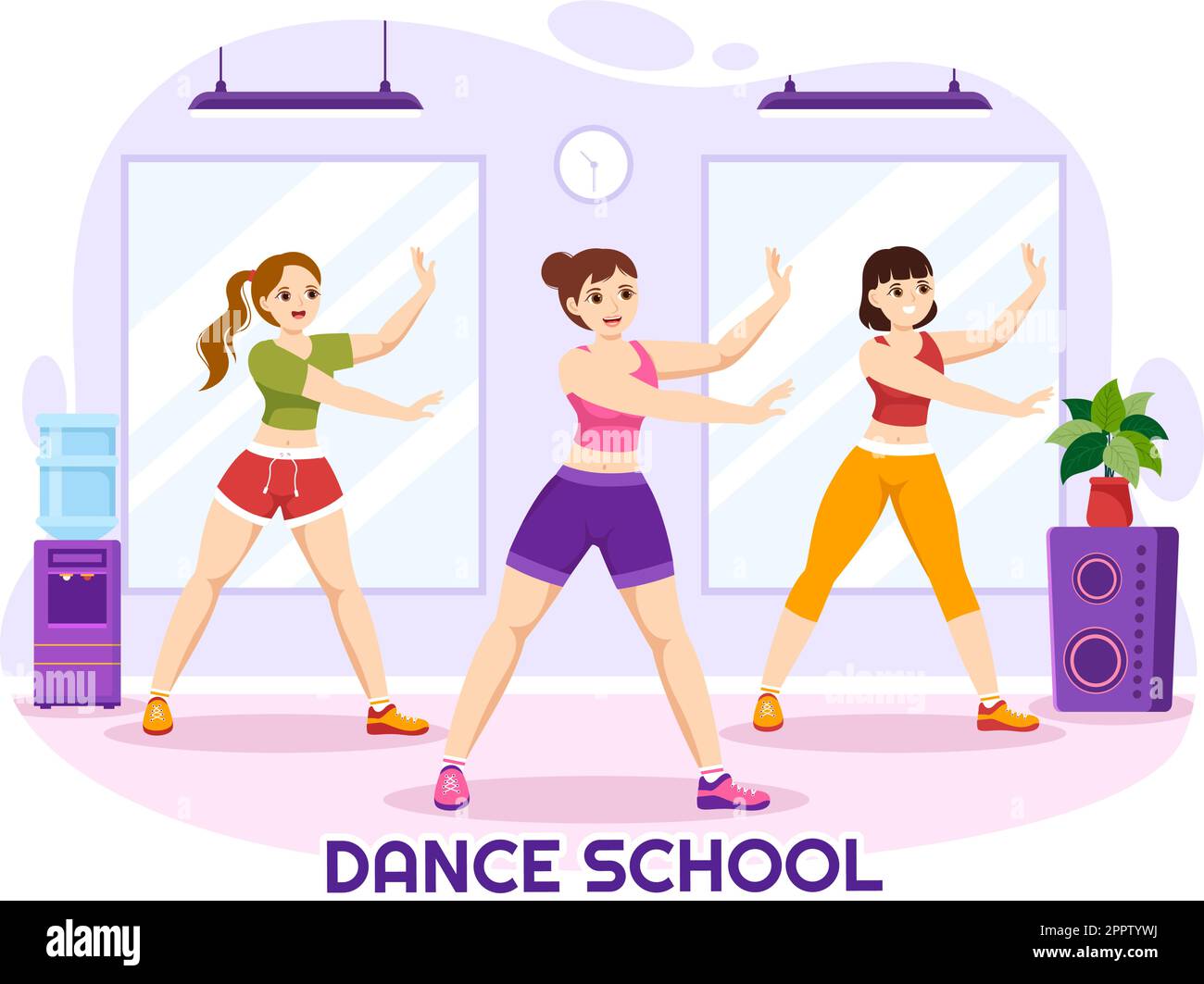 Dance School Illustration of People Dancing or Choreography with Music ...