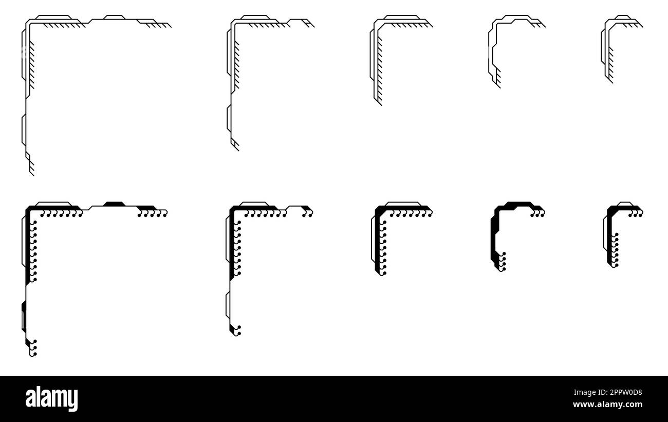 Set of tech corner isolated on white background. Vector design element ...