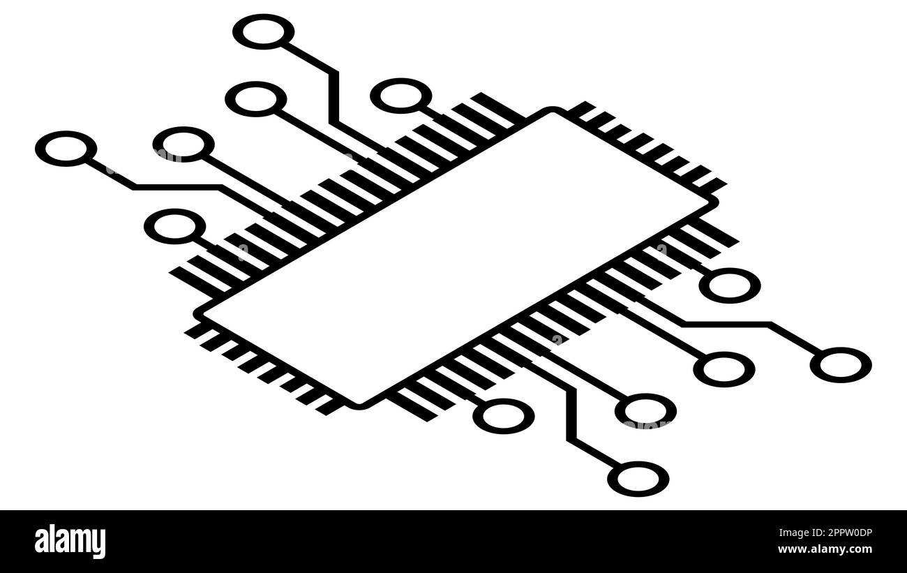 Silhouette of simple isometric schematic chip or component for ...