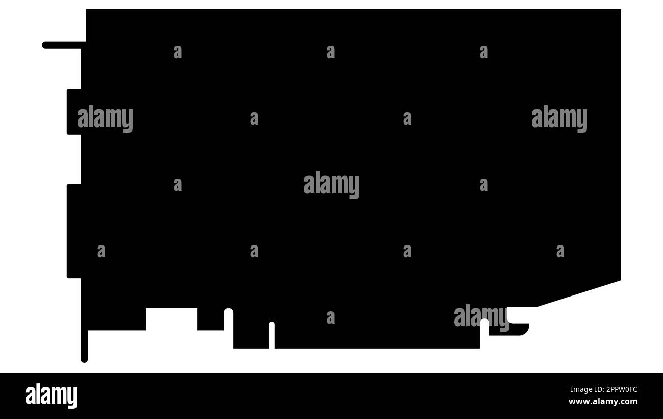 Silhouette of computer board for PC isolated on white background ...