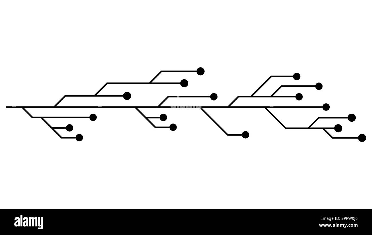 Printed circuit board PCB tracks isolated on white background ...