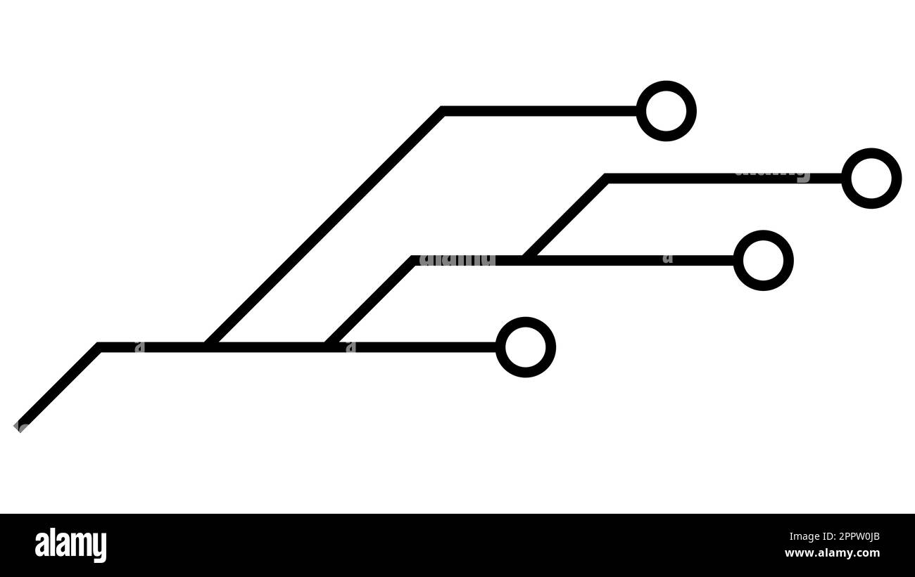 Printed circuit board PCB tracks isolated on white background ...