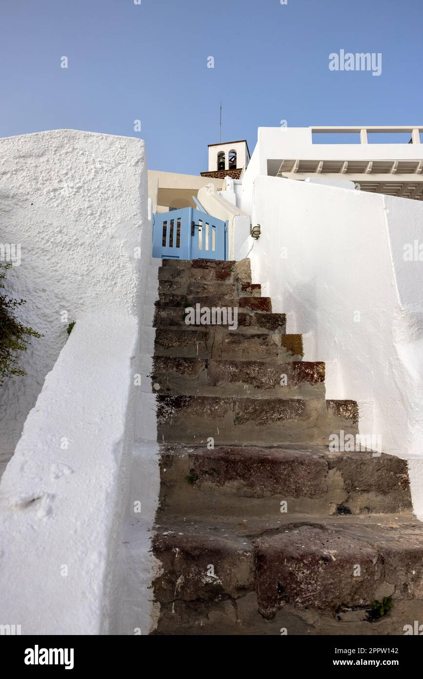 Narrow stone steps, a traditional piece of architecture on the island ...