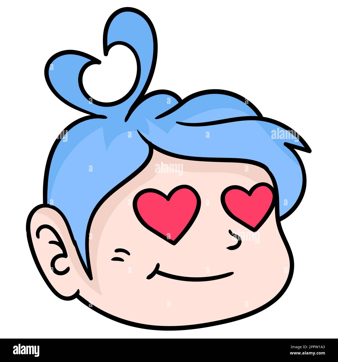 head emoticon with face in love admire, doodle icon image kawaii Stock ...