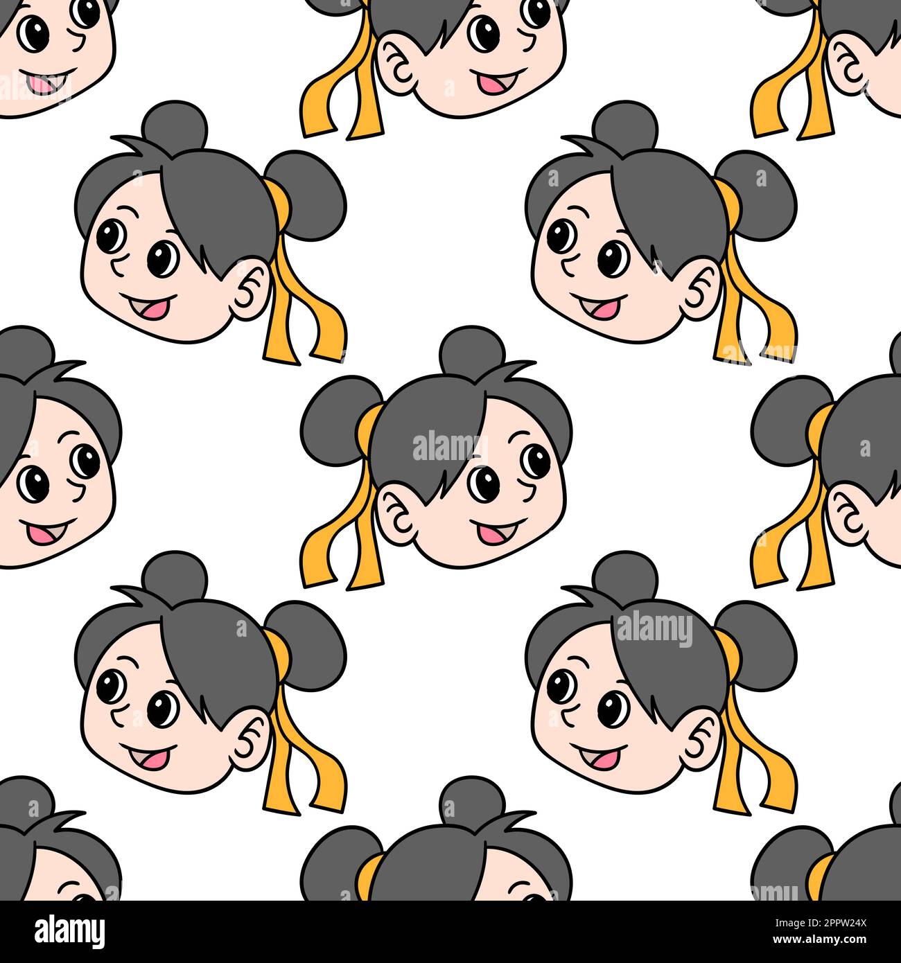 chinese girl head seamless pattern textile print. repeat pattern ...