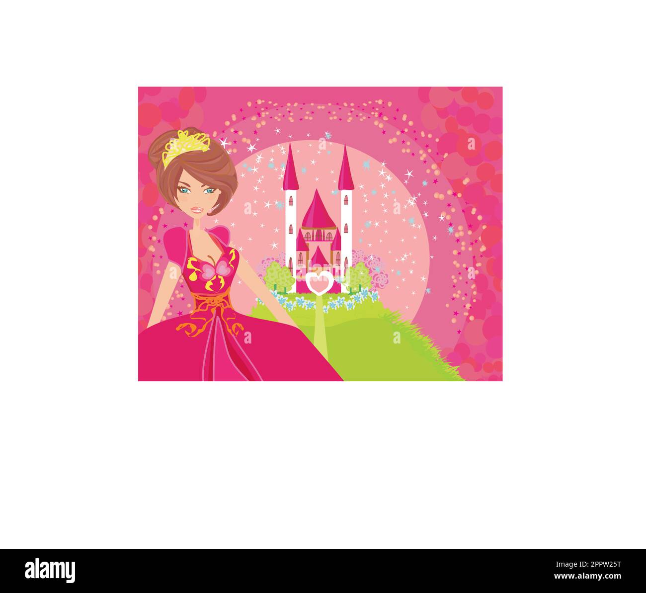 Beautiful young princess in front of her castle Stock Vector Image ...