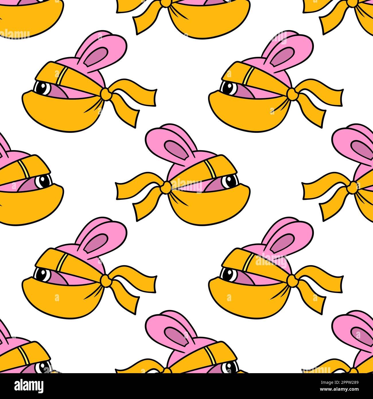 rabbit ninja head seamless pattern textile print. repeat pattern ...