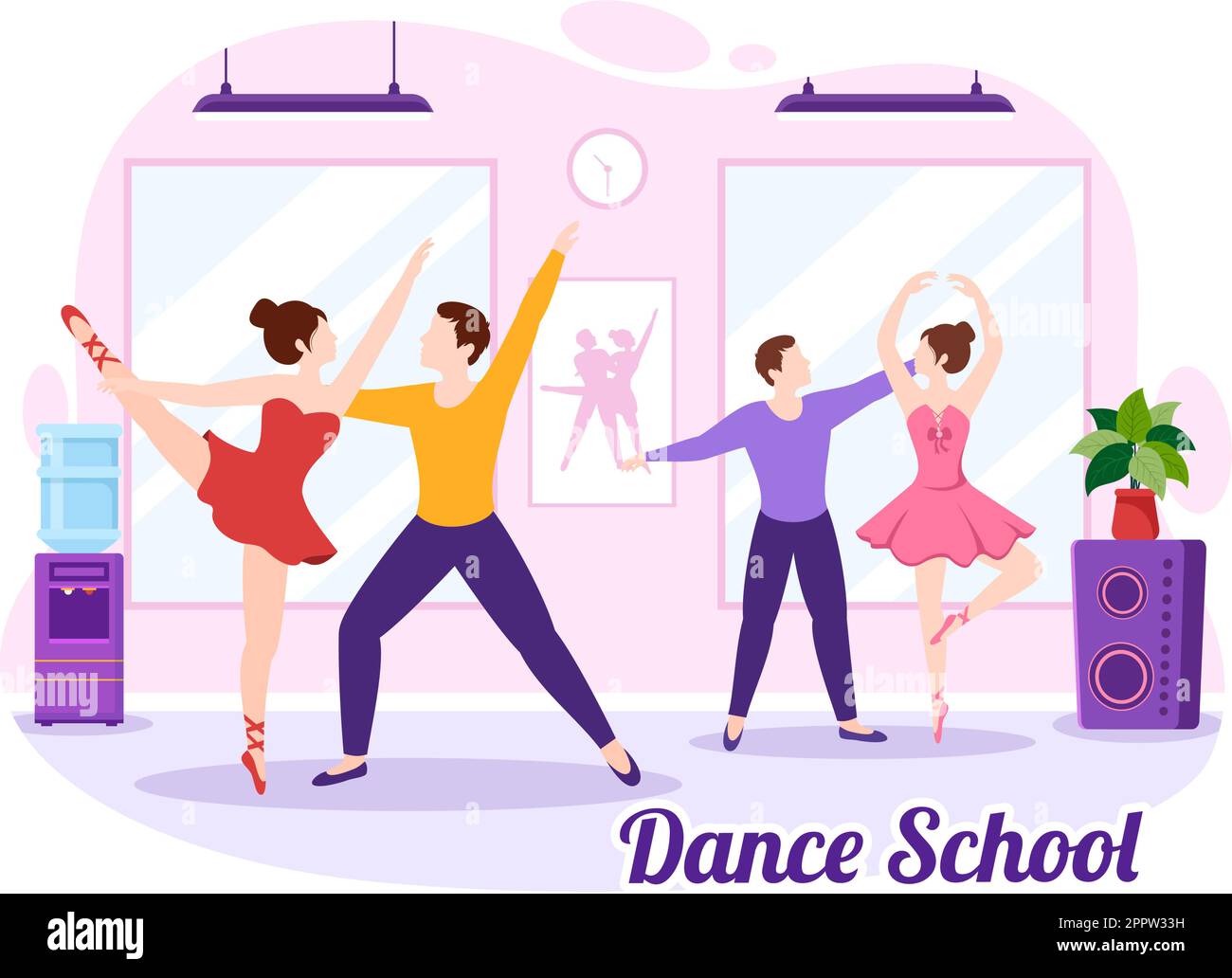 Dance School Illustration of People Dancing or Choreography with Music ...