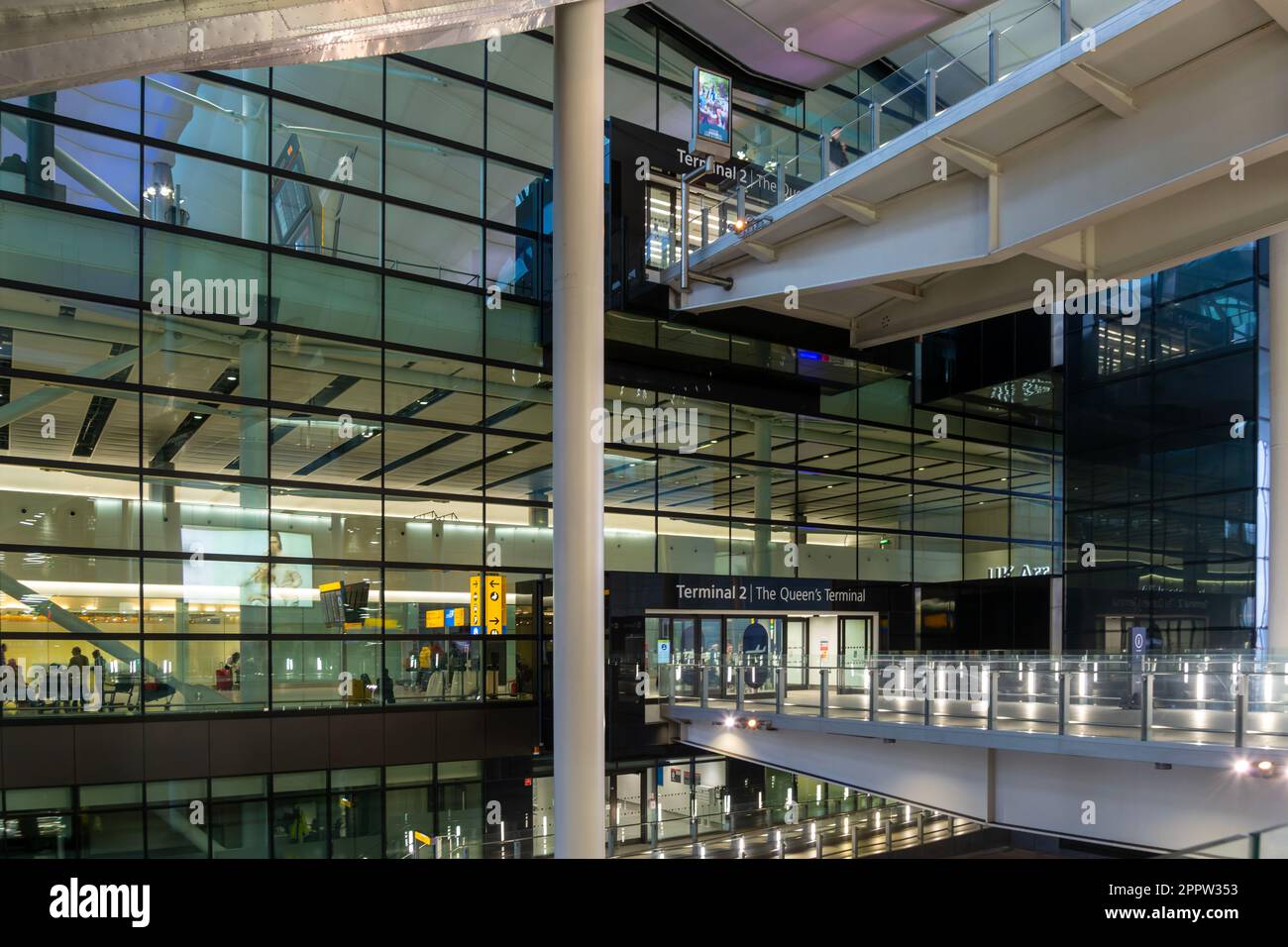 Modern architecture of Terminal 2 building, London Heathrow Airport ...
