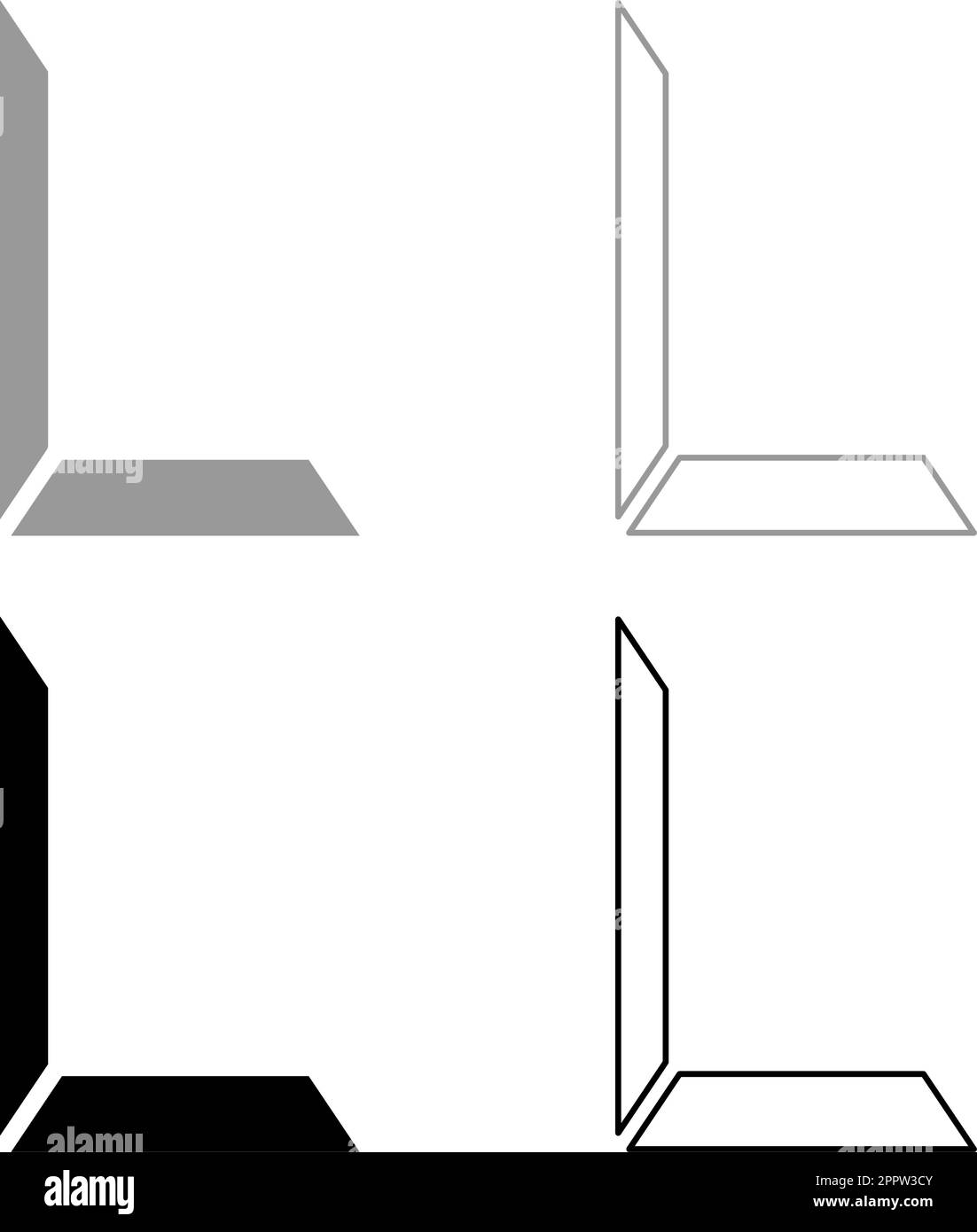 Part border for picture corner frame set icon grey black color vector ...