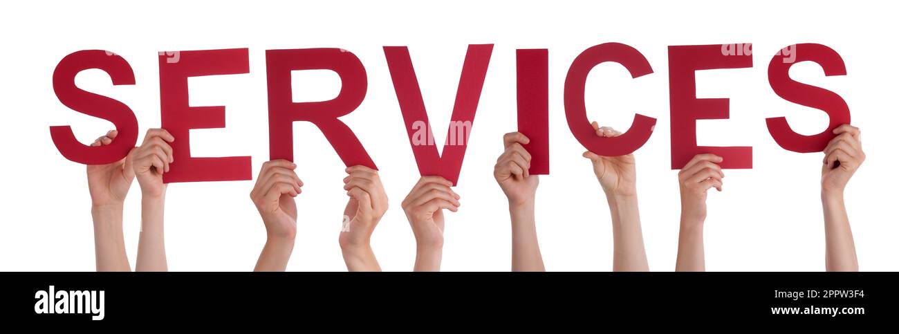 People Hands Building Word Services, Isolated Background Stock Photo ...