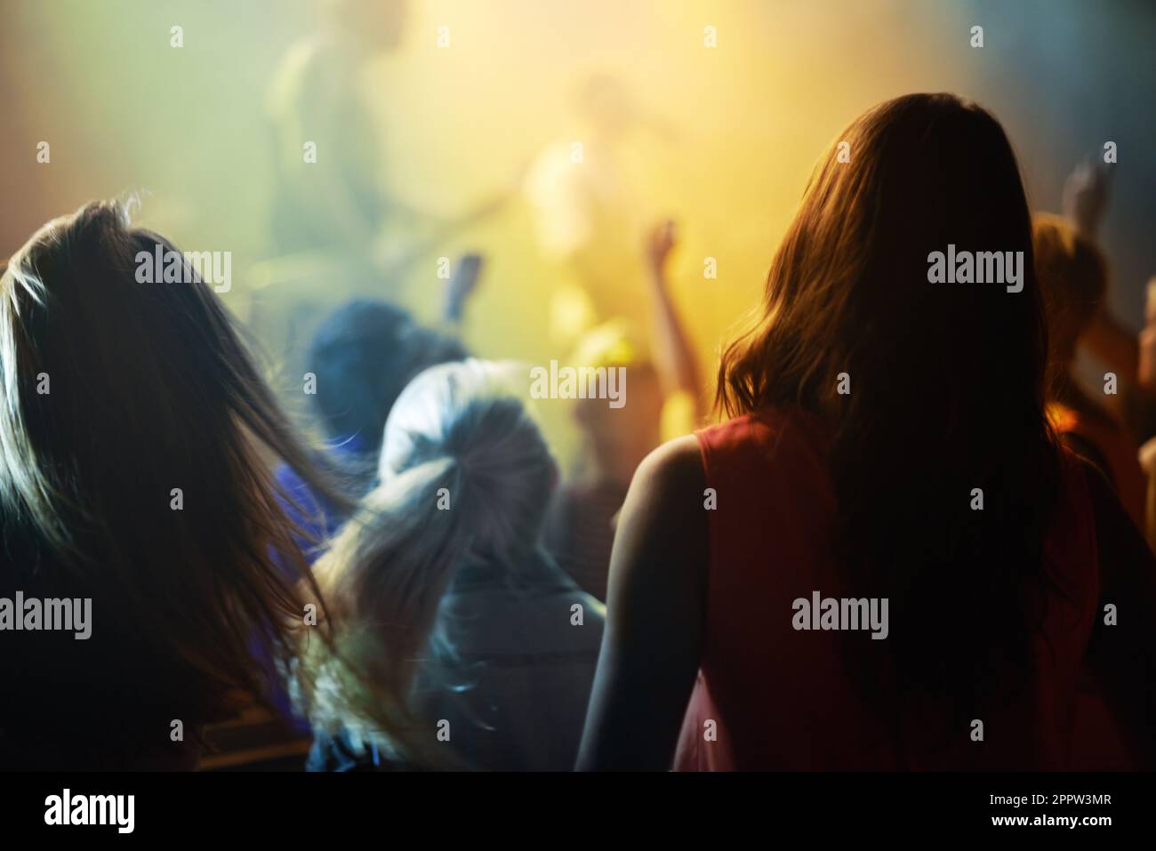 Music concert, crowd and people singing at night performance for gen z ...