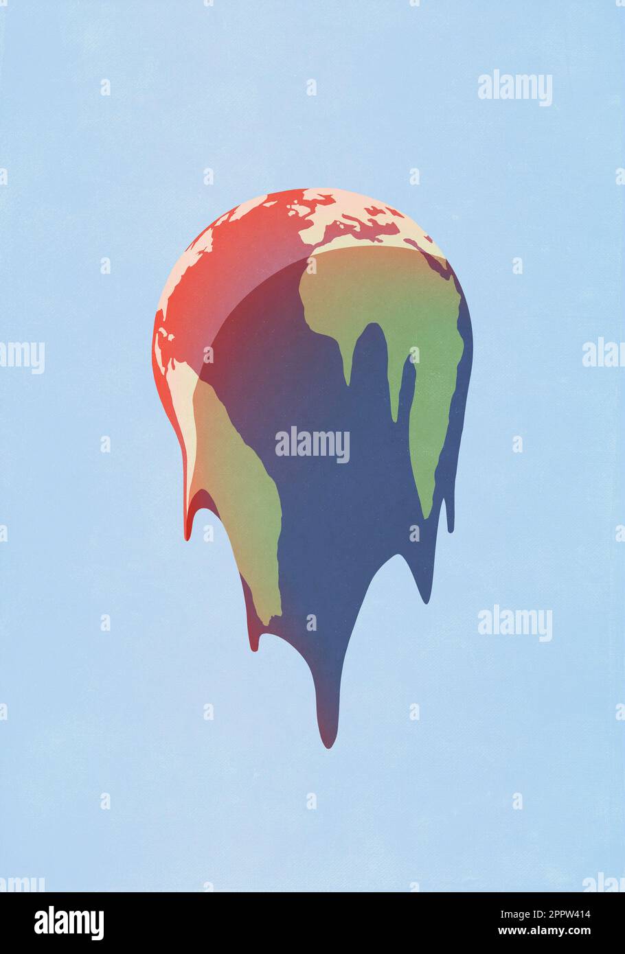 Global warming melting globe on blue background Stock Photo - Alamy