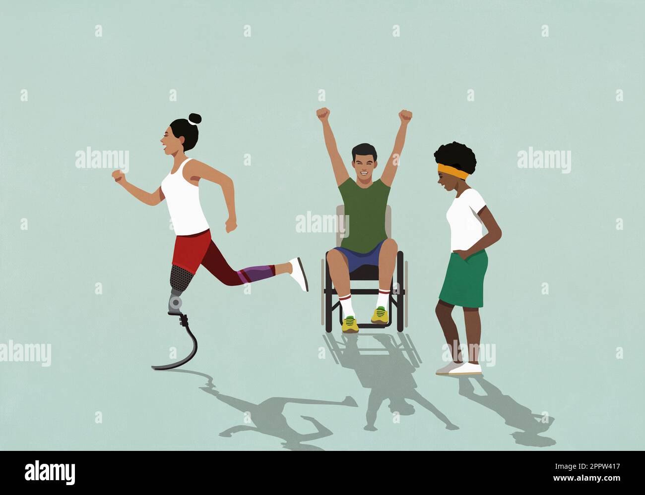 Happy, excited disabled people exercising Stock Photo - Alamy