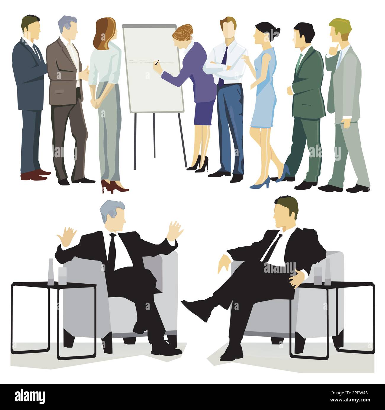 Team consultation, business meeting illustration Stock Vector Image ...