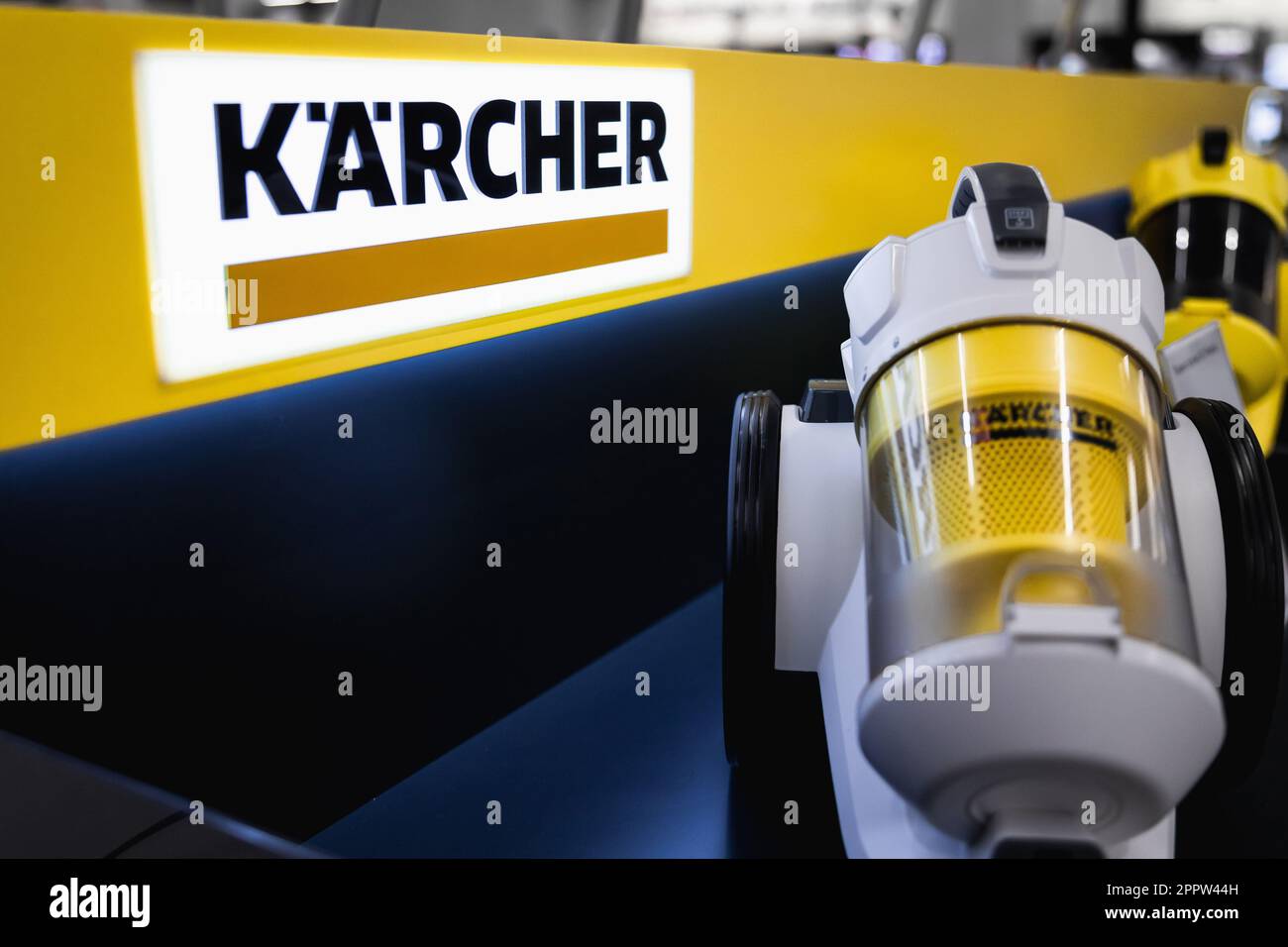 Karcher logo on a shelf with vacuum cleaners in a store Stock Photo - Alamy