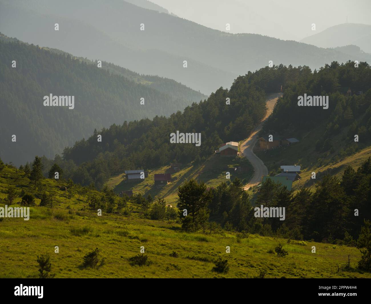 Afternoon view of Saranoy plateau and Zigana mountains. Summer season ...
