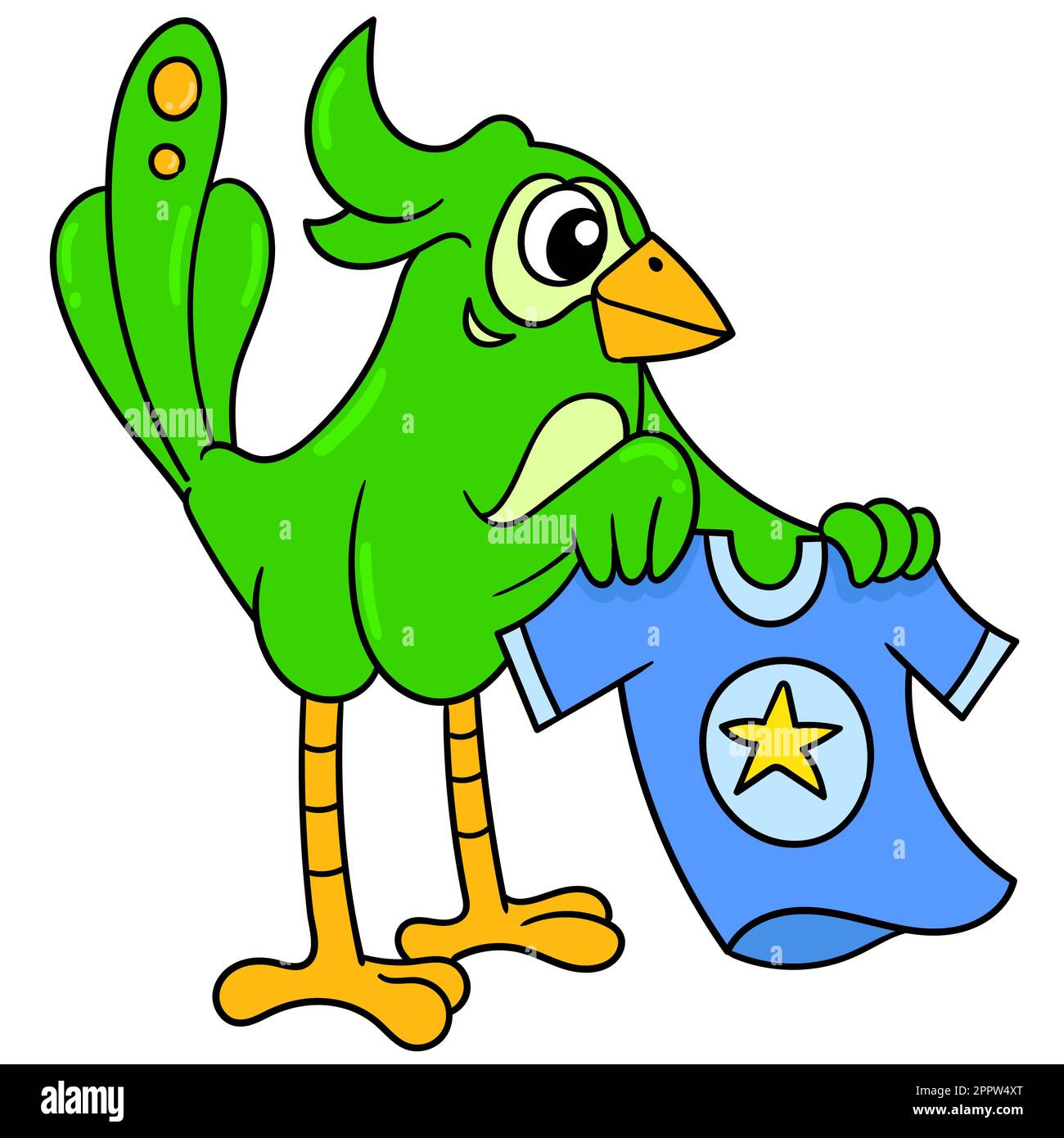cute green bird symbol team carrying jersey pride, doodle icon image ...