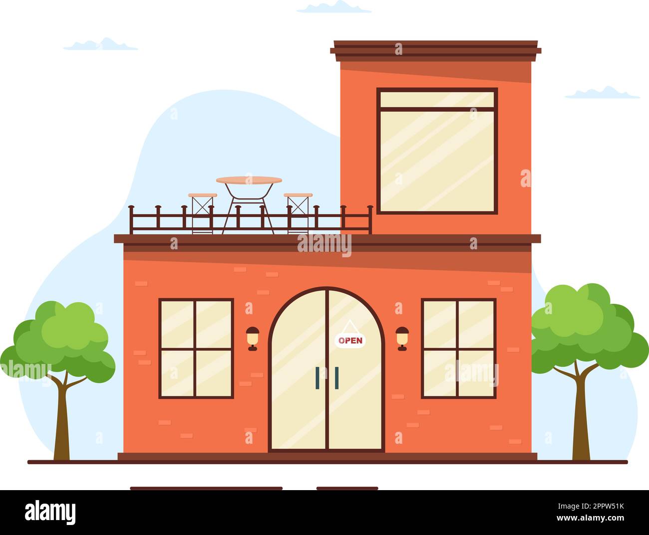 Indian Food Restaurant Building Cartoon Illustration in Flat Style ...