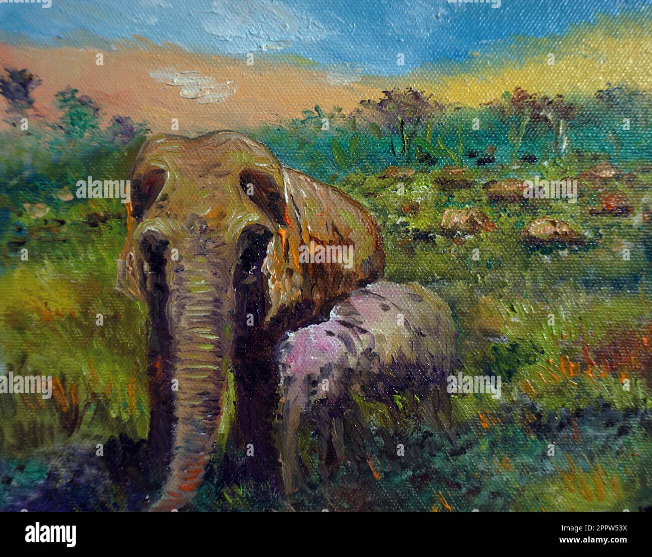 Hand painted elephant painting hi-res stock photography and images - Alamy