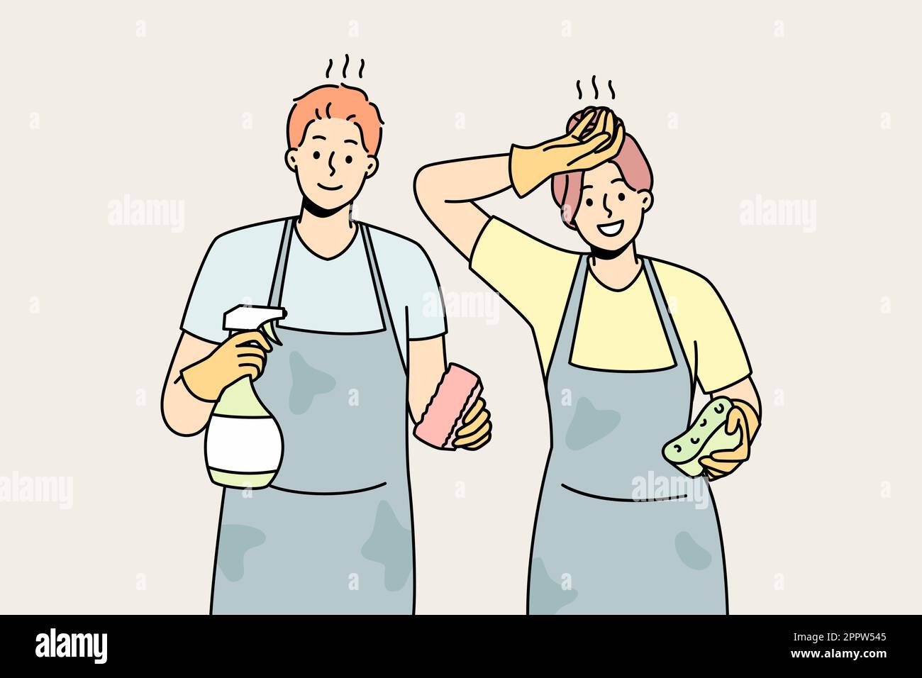 Exhausted couple tired after cleaning Stock Vector Image & Art - Alamy