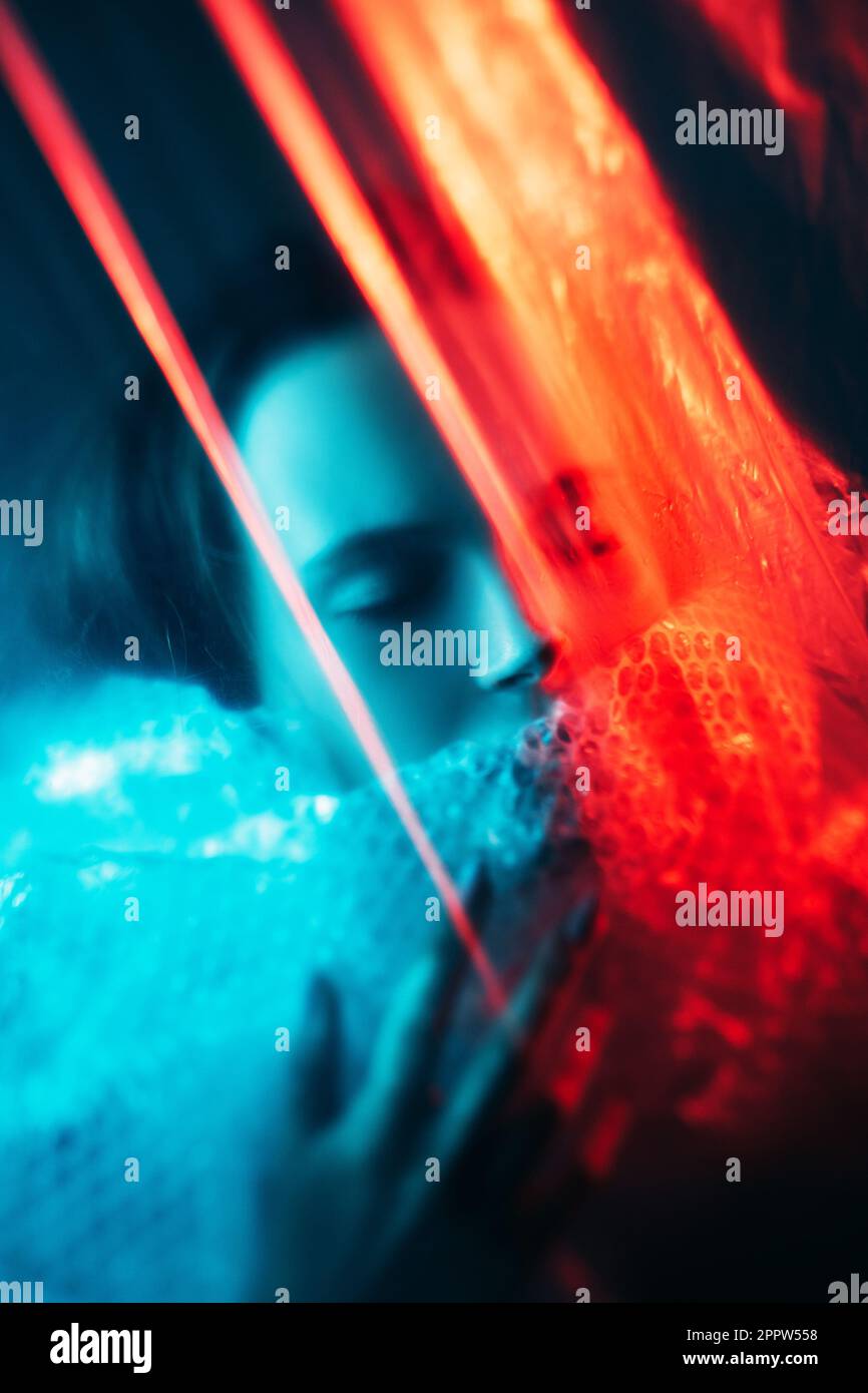 Ghost spirit soul silence color light woman face Stock Photo - Alamy