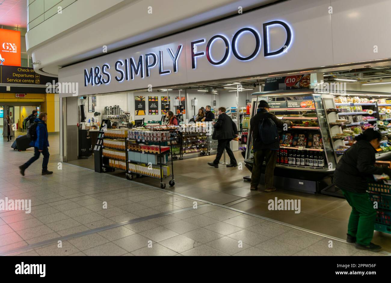 M&S Simply Food shop store, South Terminal, London Gatwick airport ...