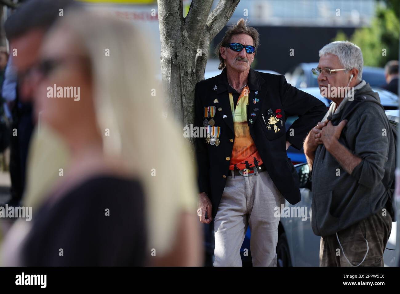 People gather for the Coloured Diggers event on Anzac Day in Sydney ...