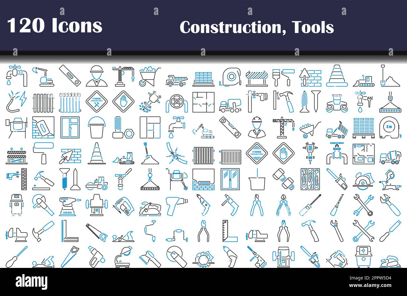 120 icons of construction hi-res stock photography and images - Alamy