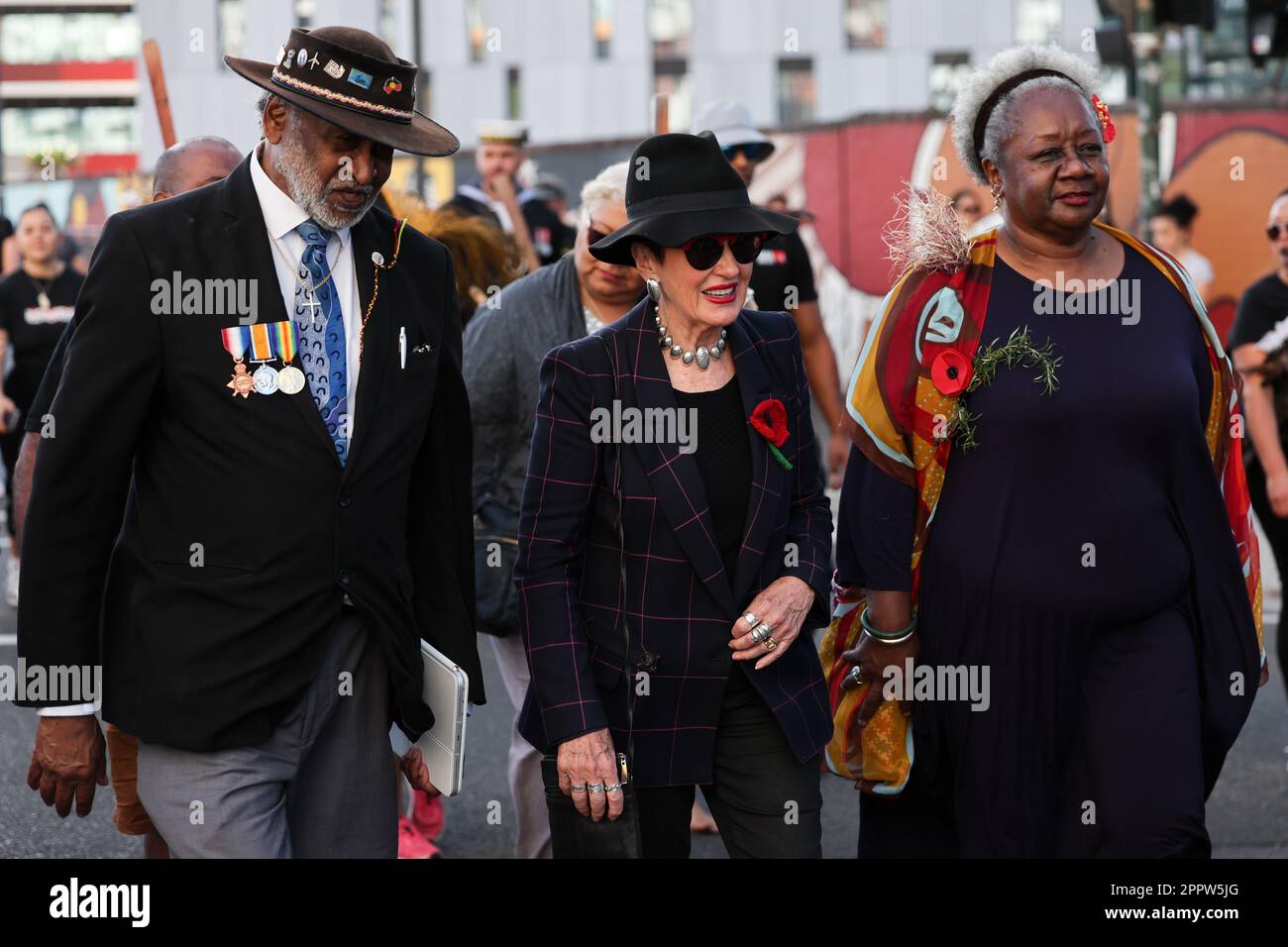 Sydney Lord mayor Clover Moore (centre) during the Coloured Diggers ...