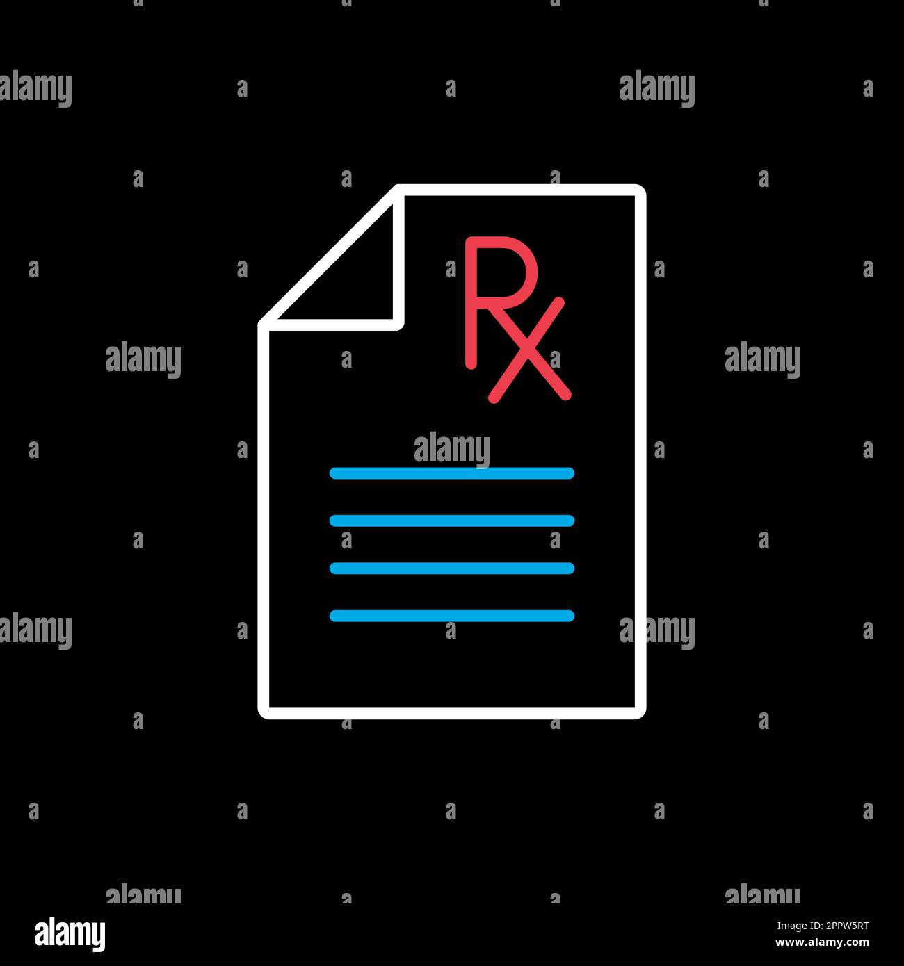 Medical prescription Rx vector icon on black background. Medical sign ...